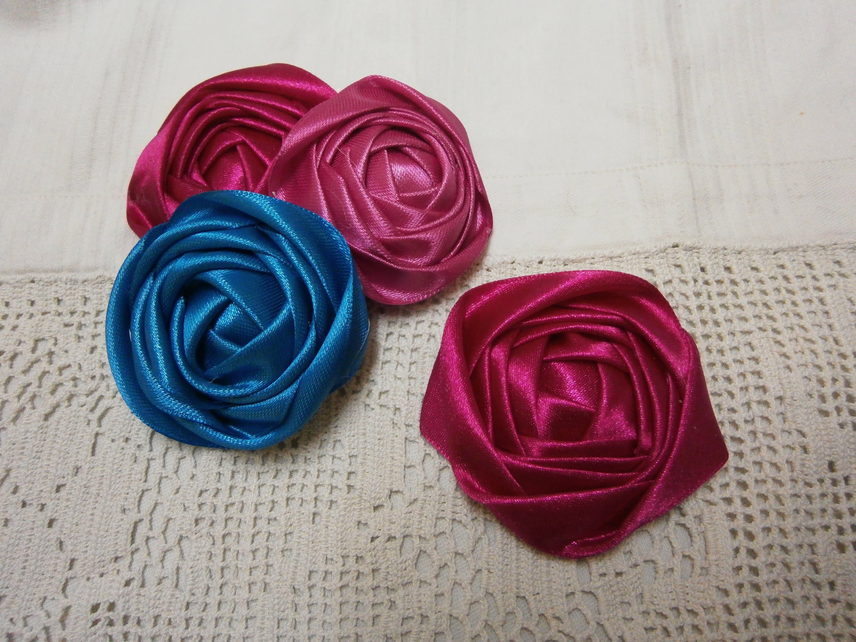 DIY Ribbon Rose Tutorial How To fabric Flowers easy