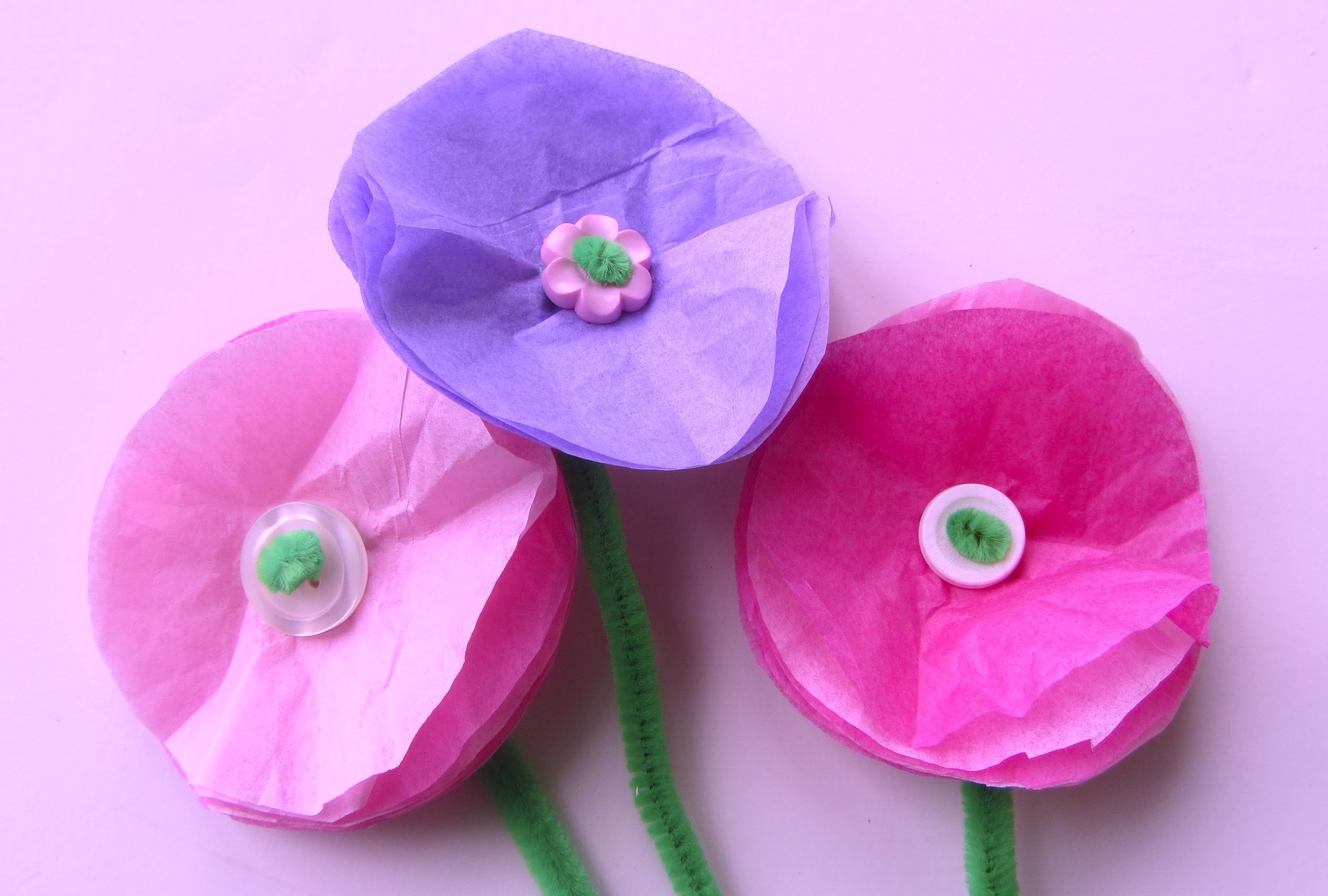 How To Make Simple Tissue Paper Flowers Easy Craft Flower Project