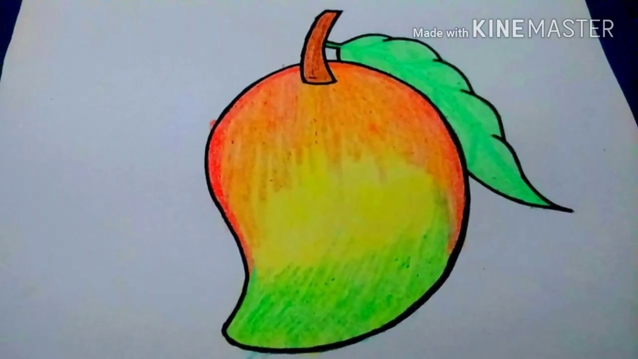 How To Draw Colorful Mango Step By Step For Kids Easy Mango Drawing 