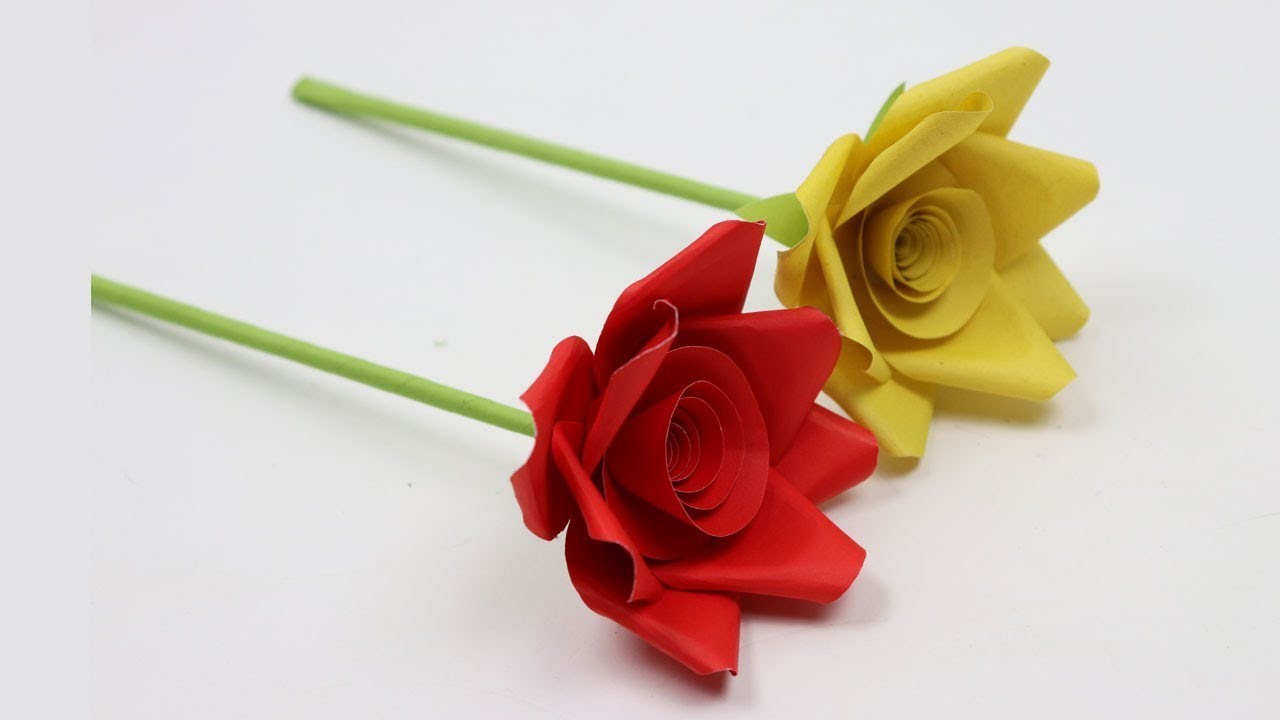 How To Make Very Simple And Easy Paper Rose Flowers Not Origami Easy Paper Roses Flower Tutorial