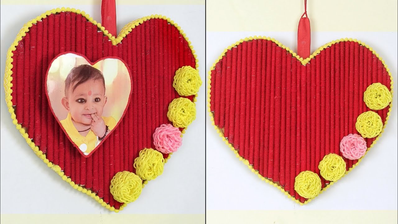DIY How To Make Heart Shaped Photo Frame Wall Hanging Photo Frame Home Decor Handmade Craft