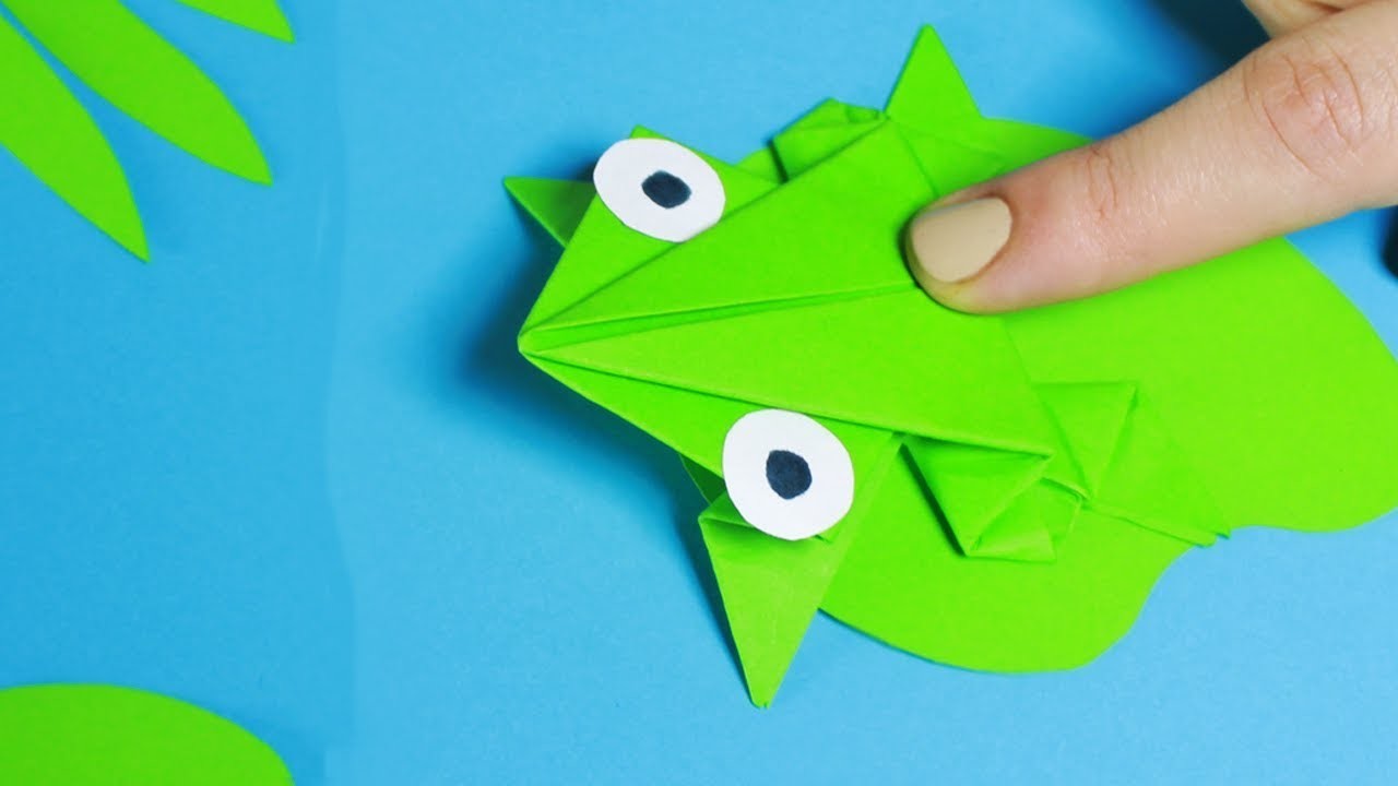 HOW TO MAKE A PAPER FROG THAT JUMPS ORIGAMI STEP BY STEP TUTORIAL