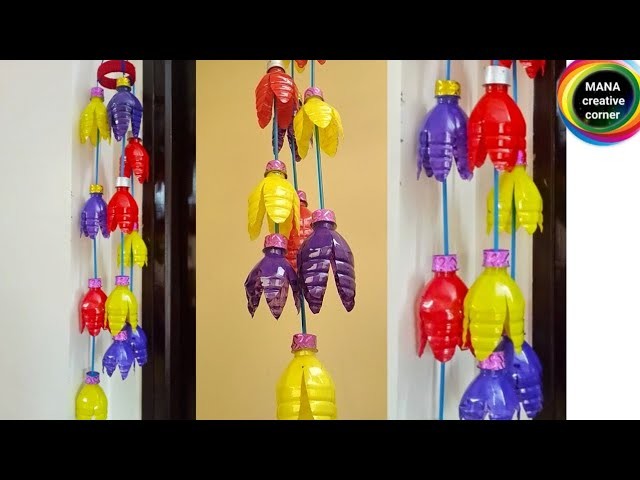 how-to-make-door-hanging-from-waste-plastic-bottles-plastic-bottle-windchime-plastic-bottle-craft