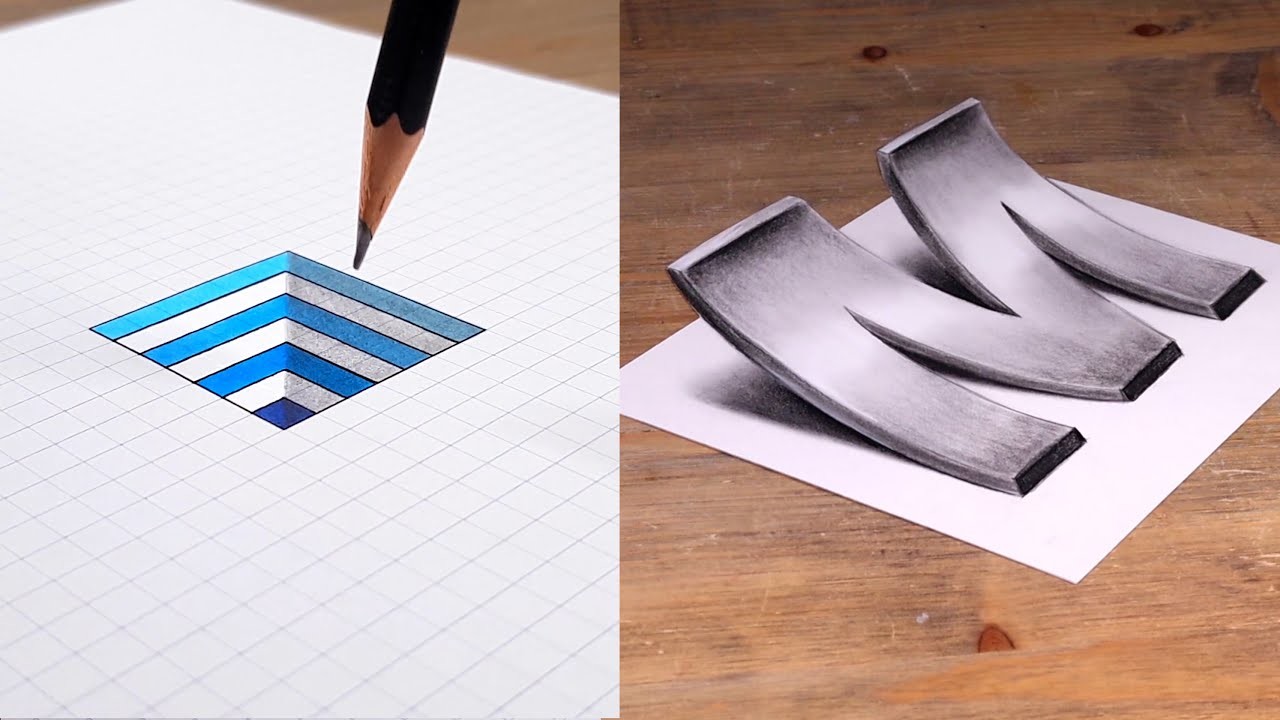 How To Draw Easy 3D Line Hole Art Illusions