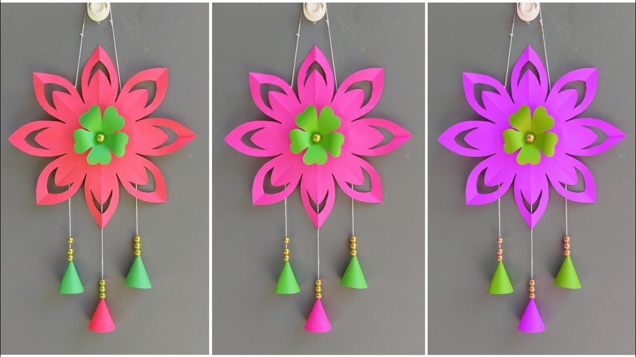 Paper Flower Wall Hanging Easy Wall Decor Ideas Color Paper Craft 