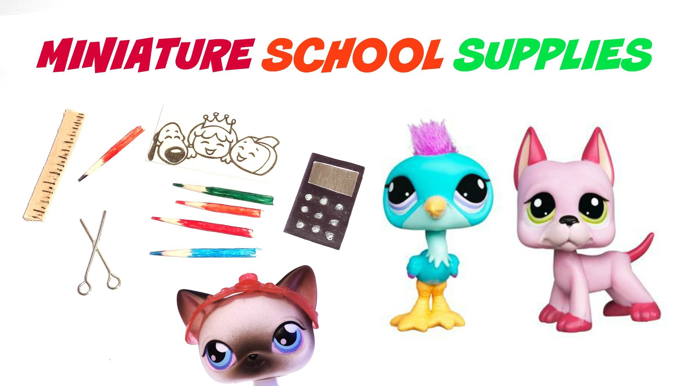 Miniature Doll School Supplies Pencils Calculator Ruler And Scissors Tutorial Dollhouse Diy
