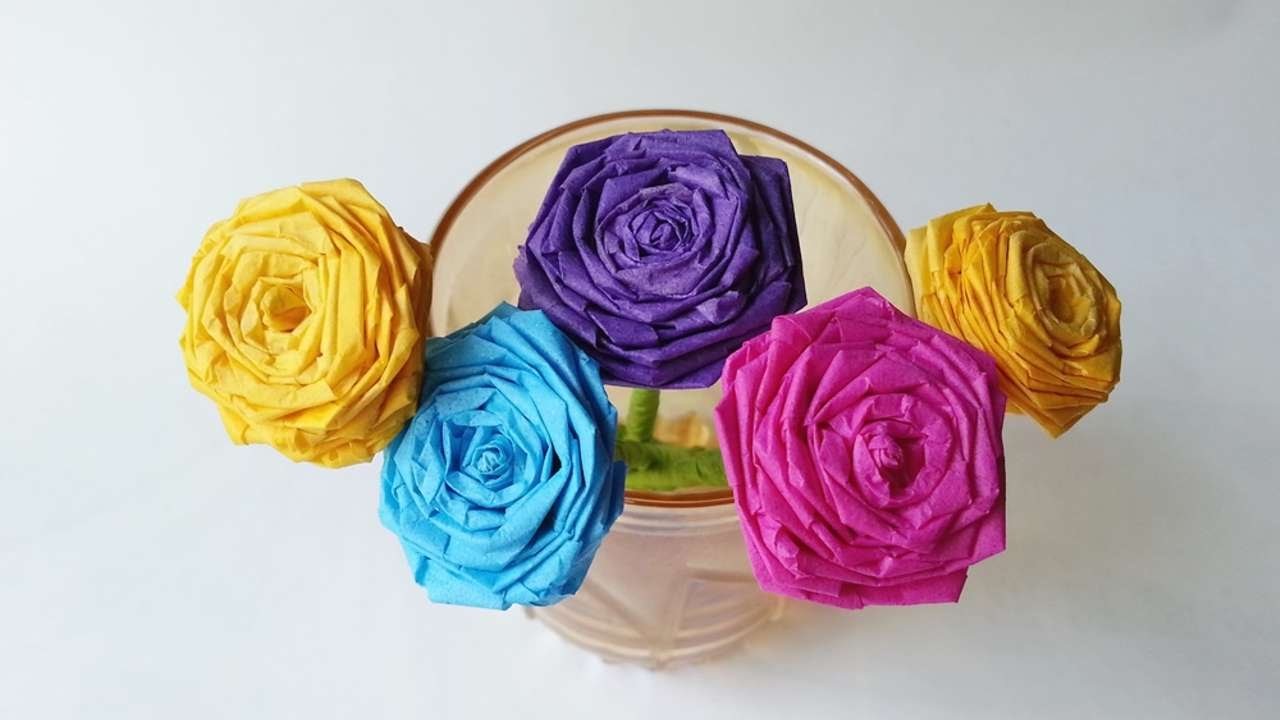 How To Make A Beautiful Tissue Paper Rose DIY Crafts Tutorial 