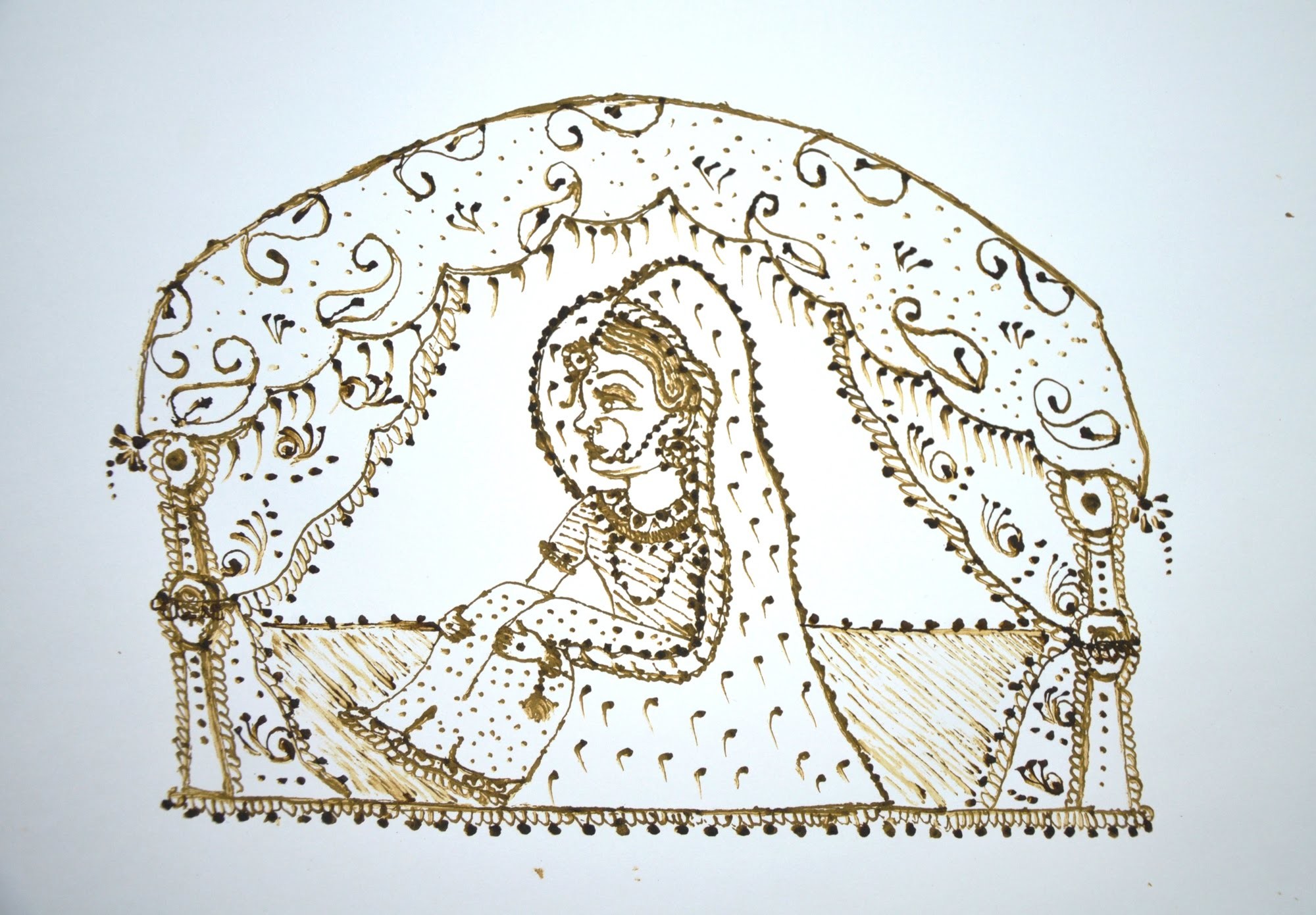 How To Make Draw Dulhan Or Bride Seated In Doli Vidai Ritual In Henna Mehndi 