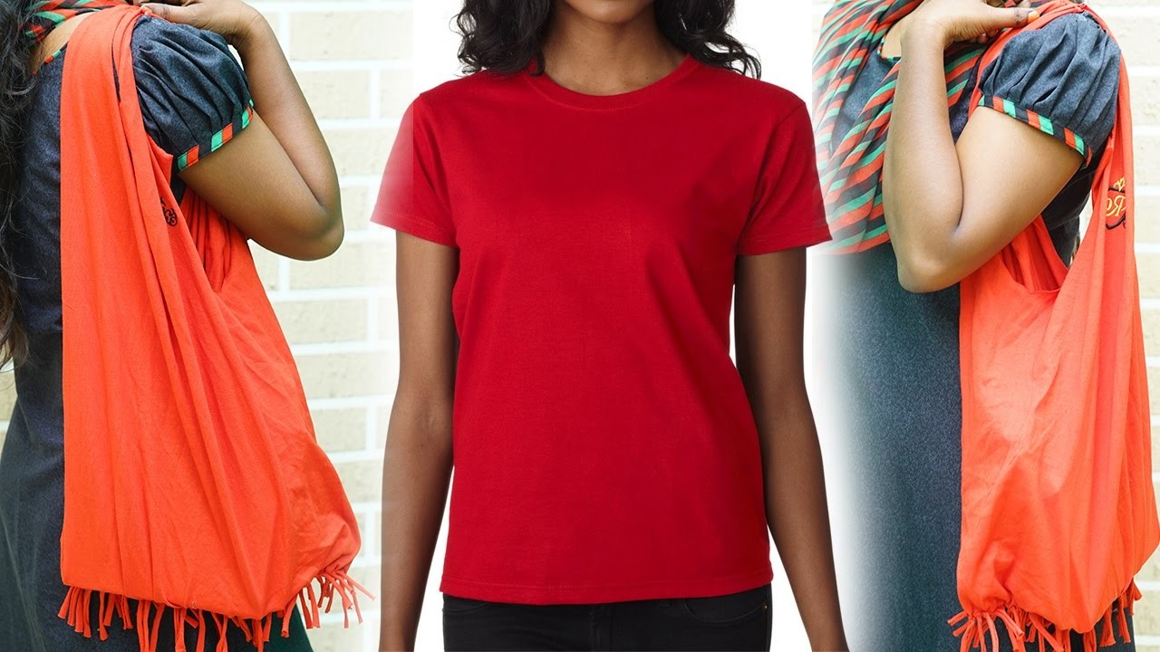 T Shirt Hacks How To Make TShirt Into A Bag Without Sewing DIY 