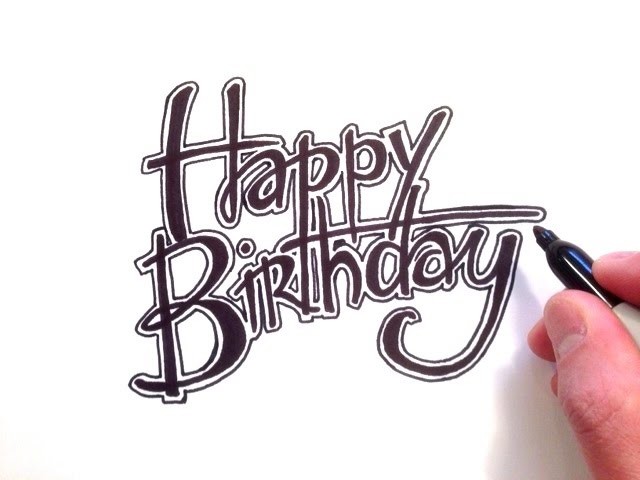 How To Draw Happy Birthday In Cursive