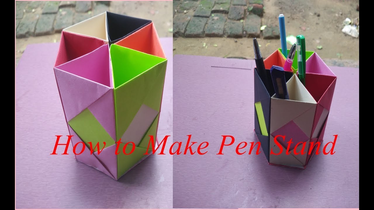 How To Make Paper Pen pencil Hexagonal Pen Holder DIY 