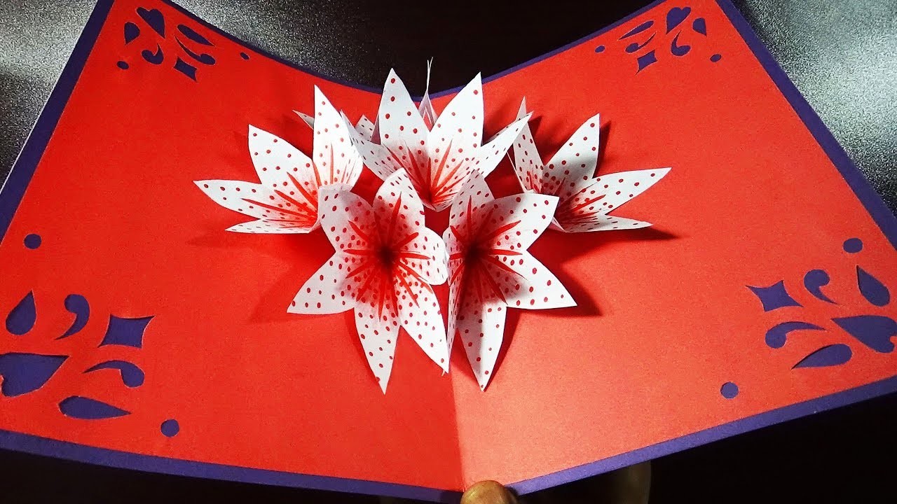 Pop UP Card How To Make A 3d Flower Pop UP Card Easy And Simple Steps