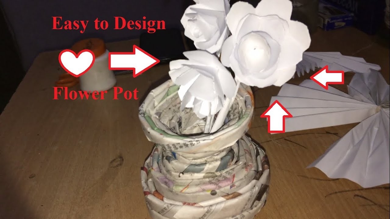 how-to-make-newspaper-flower-vase-how-to-make-a-paper-flower-vase-very-easy-and-simple