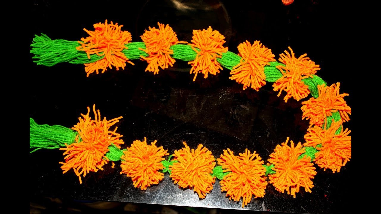 diy-marigold-garland-how-to-make-woolen-marigold-flower-toran-at-home
