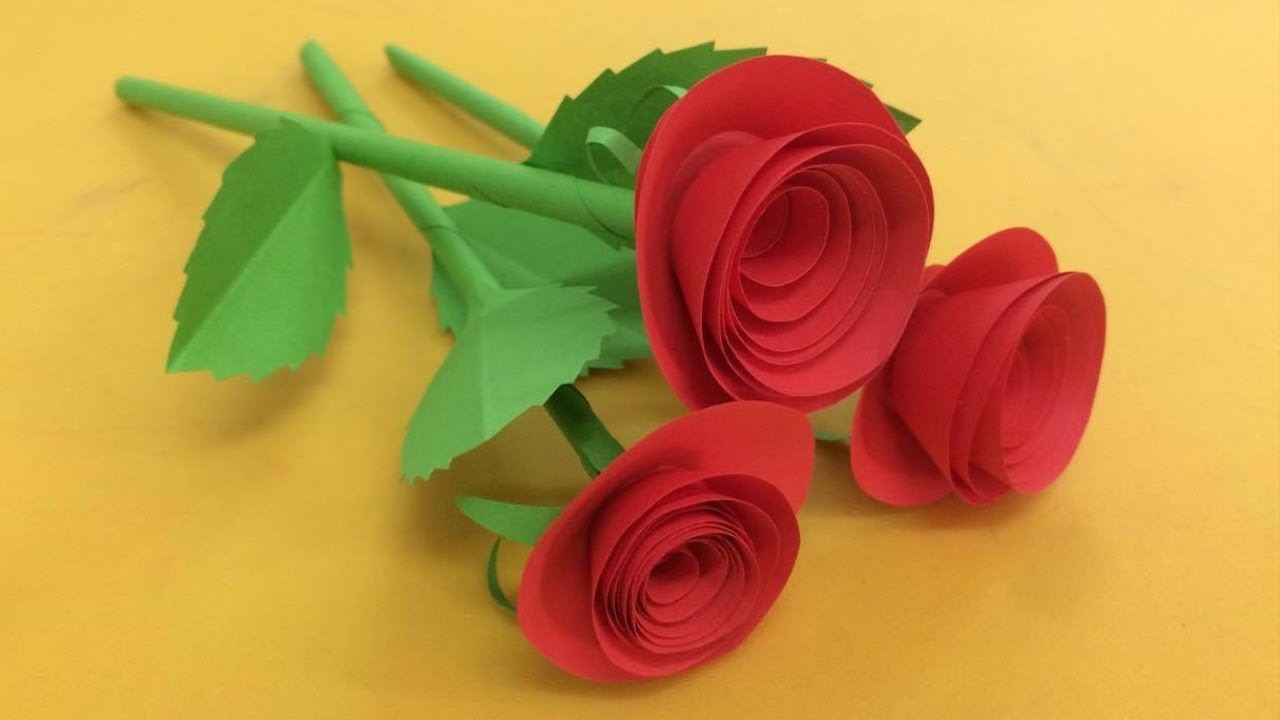 How To Make Small Rose Flower With Paper Making Paper Flowers Step By Step DIY Paper Crafts