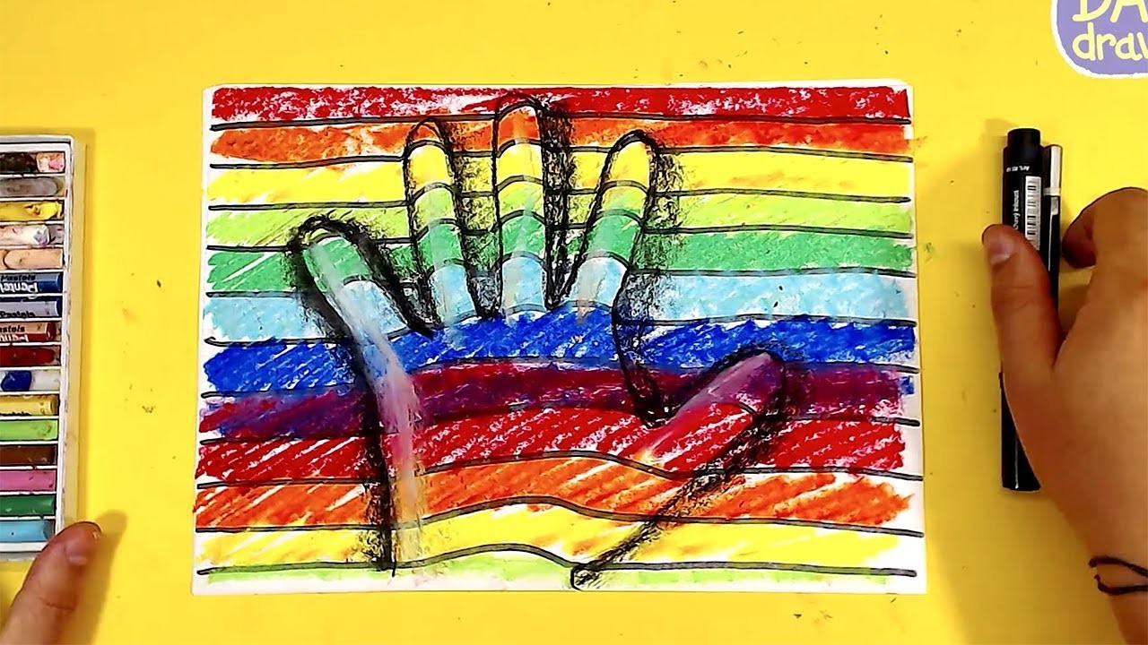 How To Draw A 3D Hand Rainbow how-to-draw-a-3d-hand-rainbow