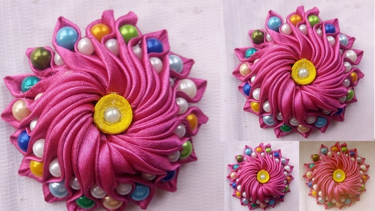 Kanzashi Flowers Kanzashi Ponytail Holder Tutorial How To Make 