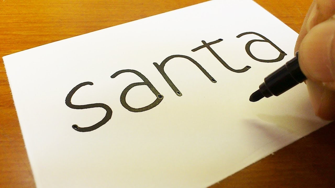 How To Turn Words SANTA Santa Claus into A Cartoon For Kids How To 