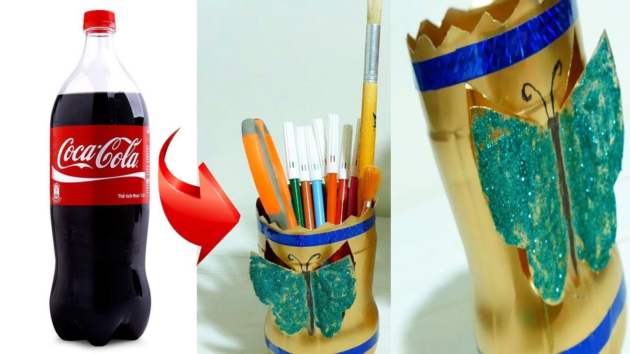 how-to-make-a-pen-box-with-old-plastic-bottle-art-and-craft-ideas-for