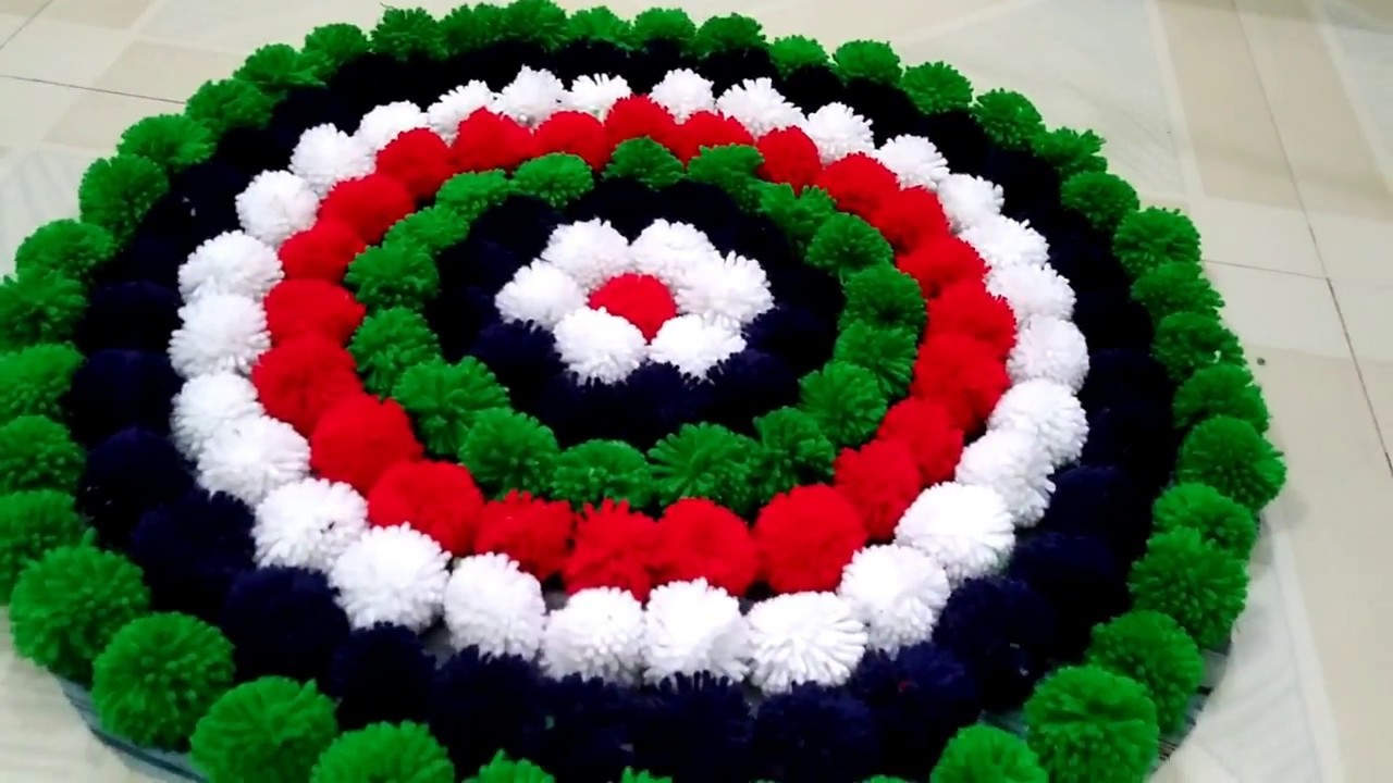 DIY HOW TO MAKE POM POM DOOR MAT HOW TO MAKE TABLE MAT FROM WOOLEN 