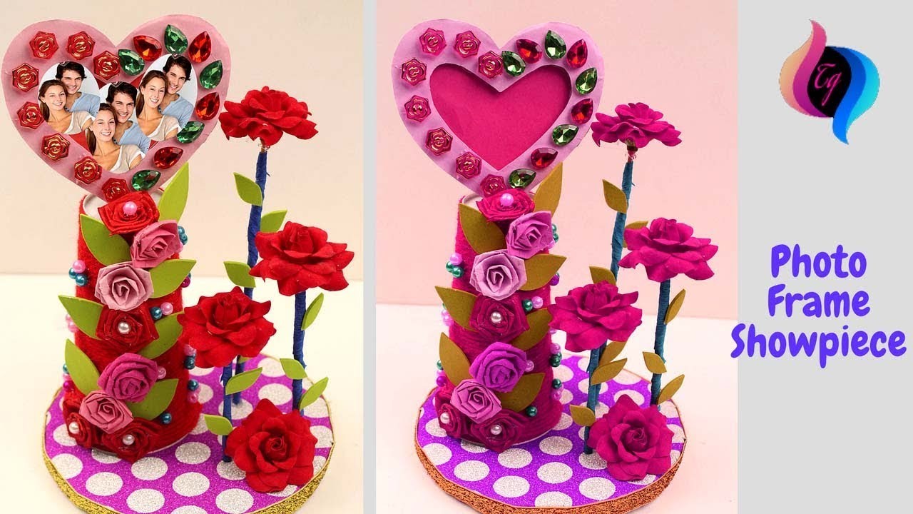 How To Make Heart Shaped Photo Frame And Showpieces Best Out Of Waste Showpiece Handmade Craft