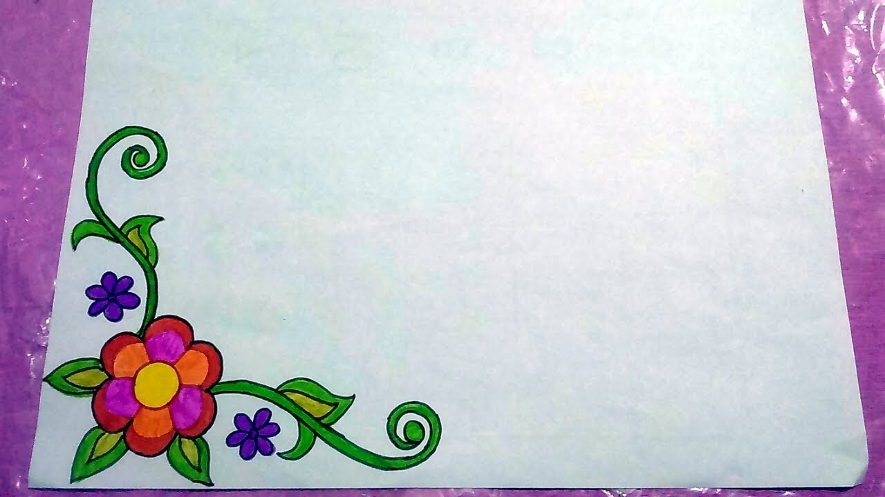 Flower Pattern For Project File Decoration How To Decorate Project File Project File Border Design