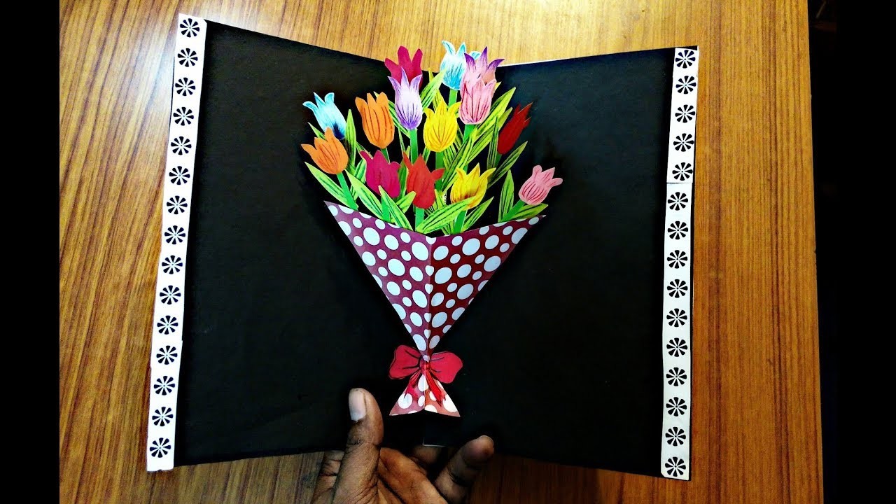 DIY Flower Bouquet Pop Up Card Paper Crafts Handmade Craft Mother s