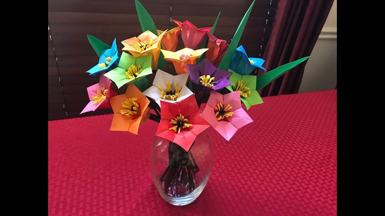 How To Make Paper Flower Bouquet Origami Mothers Day Gift
