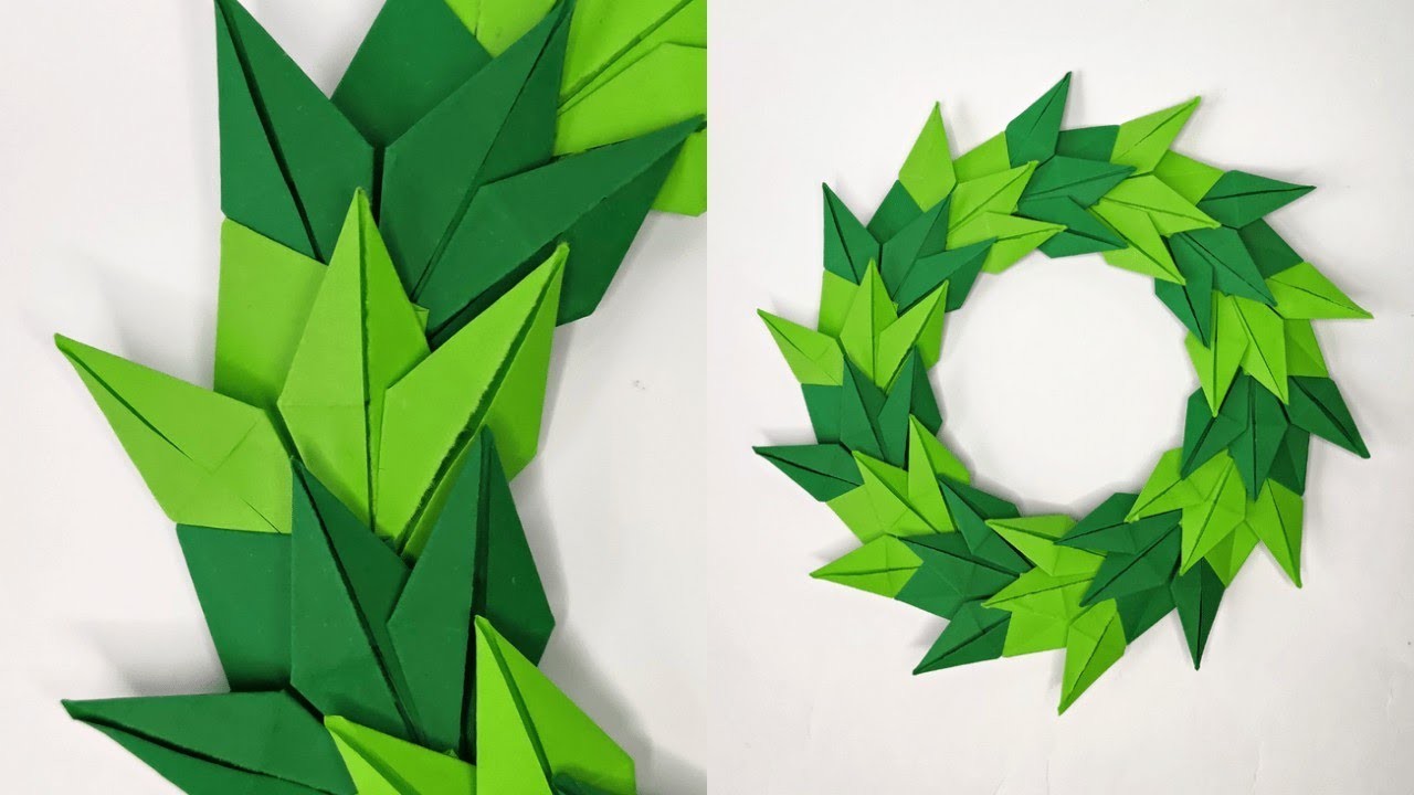 Origami LEAF WREATH How To Make A Paper Wreath Leaves origami-leaf-wreath-how-to-make-a-paper-wreath-leaves